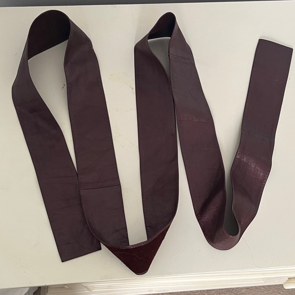 Accessories | Vintage Burgundy Metallic Leather Tie Belt Os | Poshmark